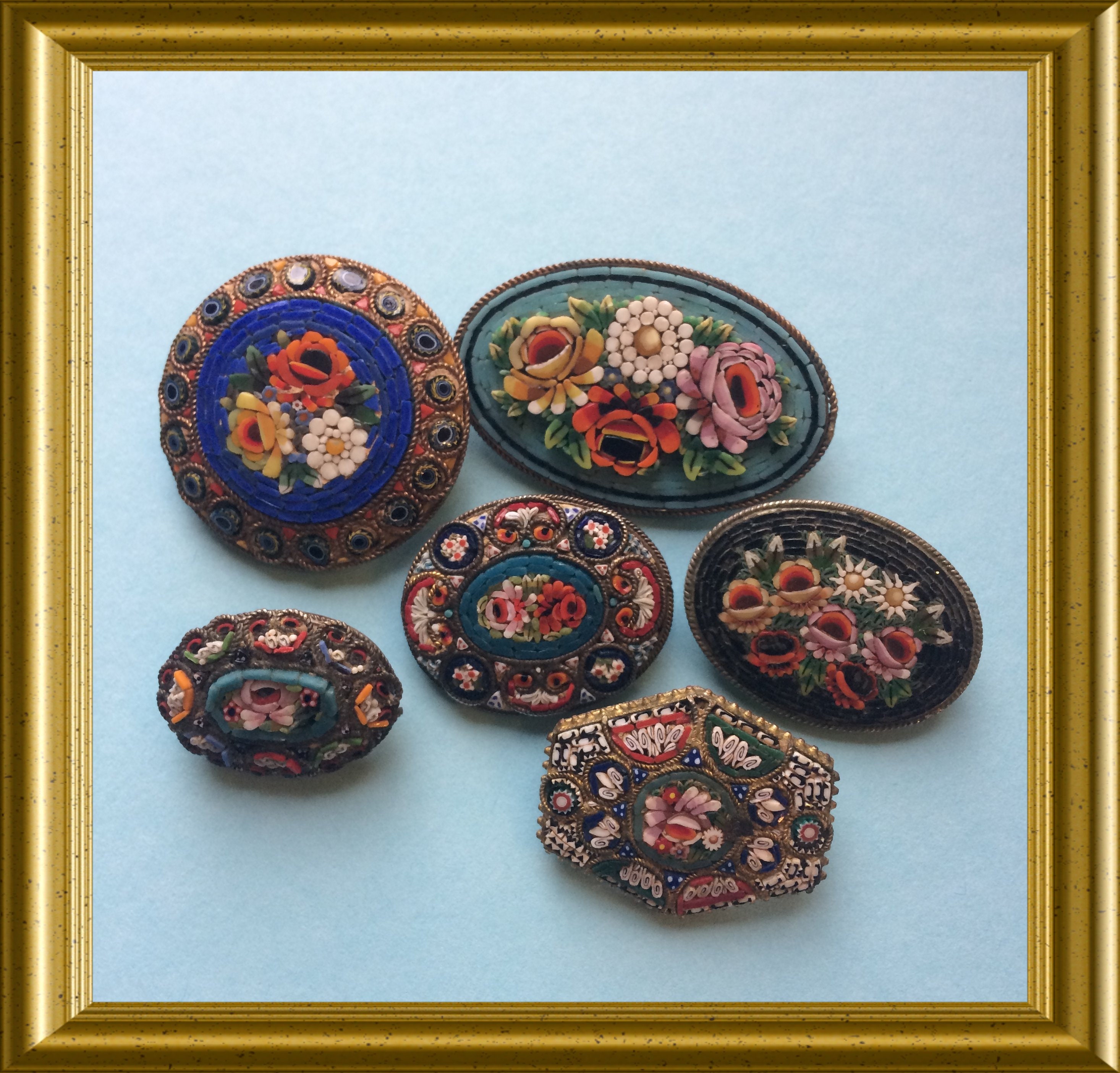 Beautiful micro mosaic brooch