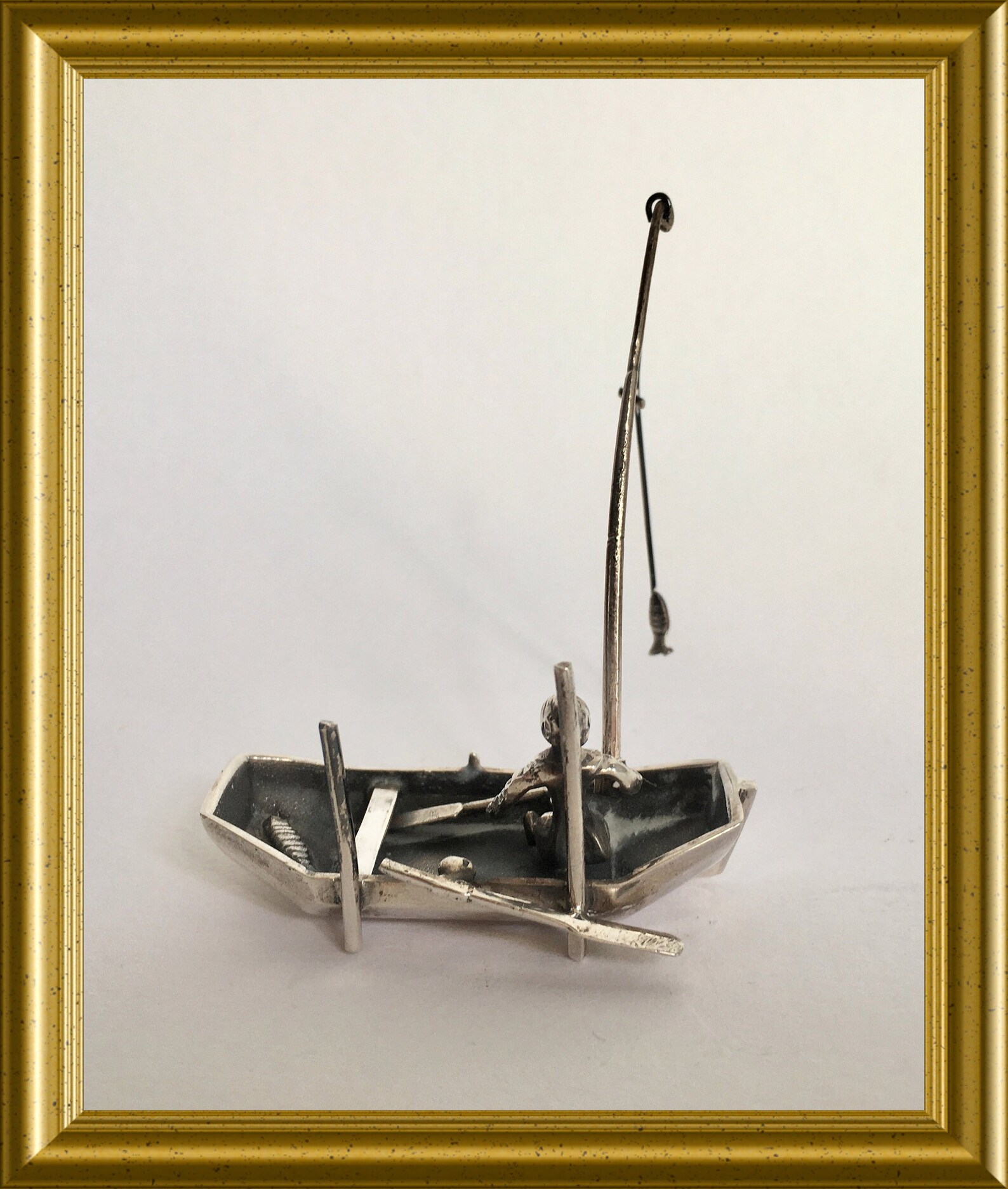 Vintage Dutch Silver Miniature: Rowing Boat With Fisherman - Etsy