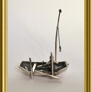 Vintage Dutch Silver Miniature: Rowing Boat With Fisherman - Etsy