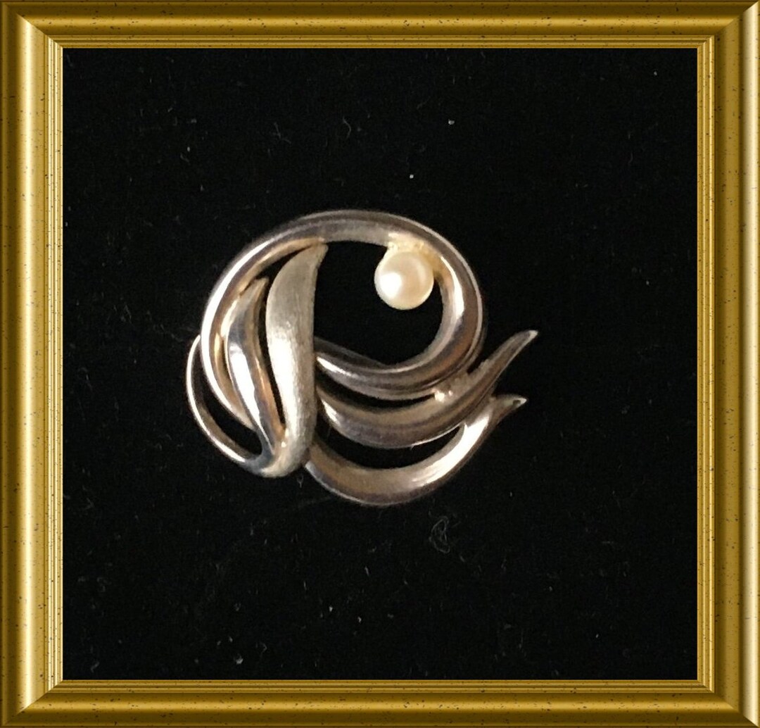 Vintage Small Sterling Silver Brooch With Pearl: Moser & Pfeil - Etsy