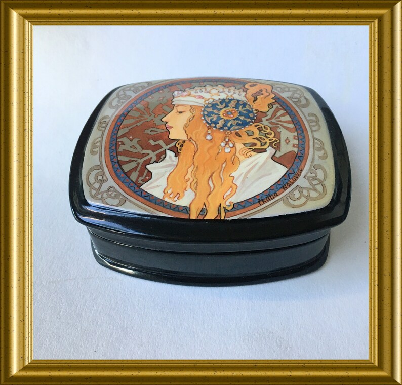Vintage Hand Painted Lacquer Box: Mucha - Etsy