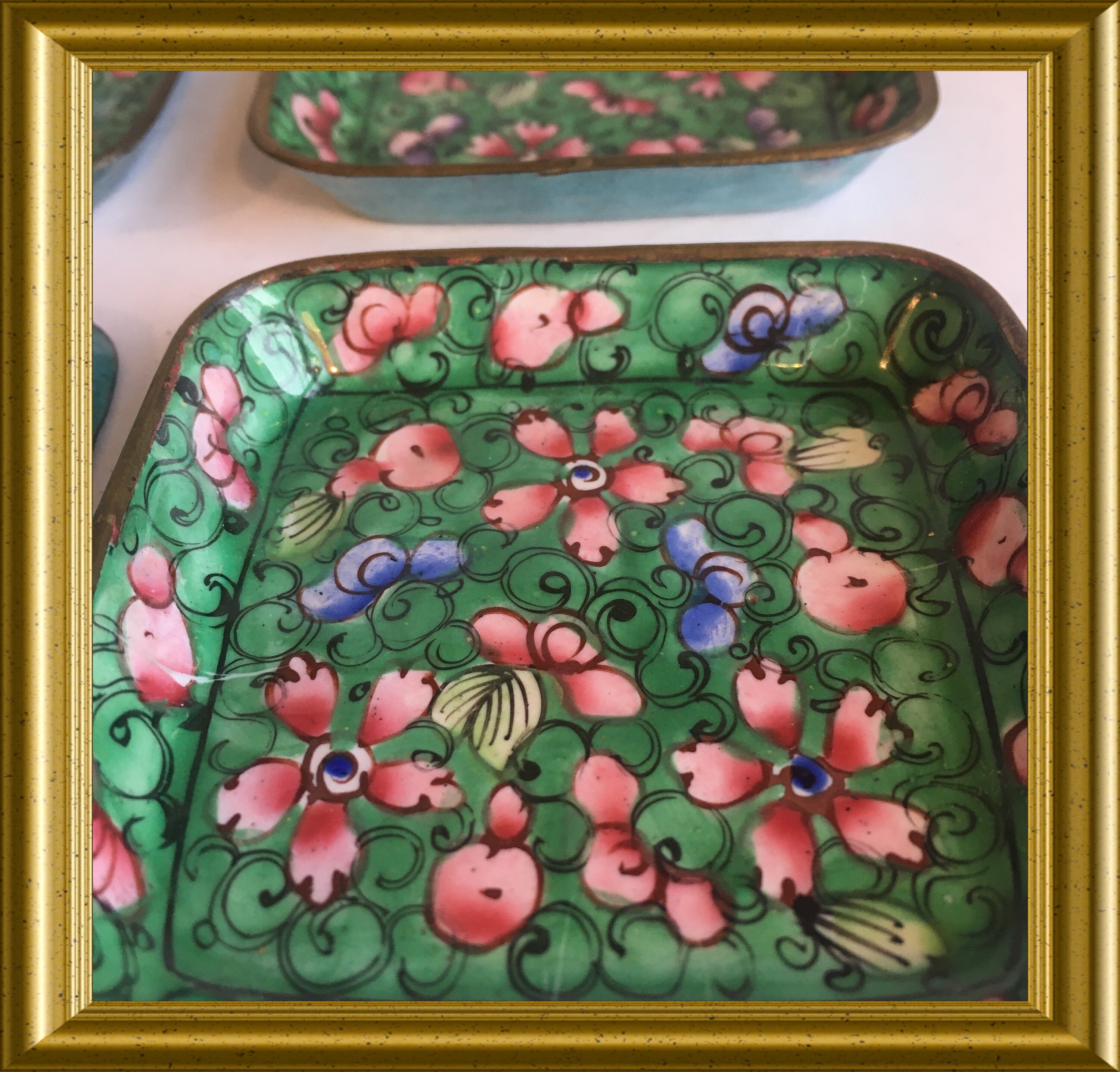 Four antique small chinese enamel dishes