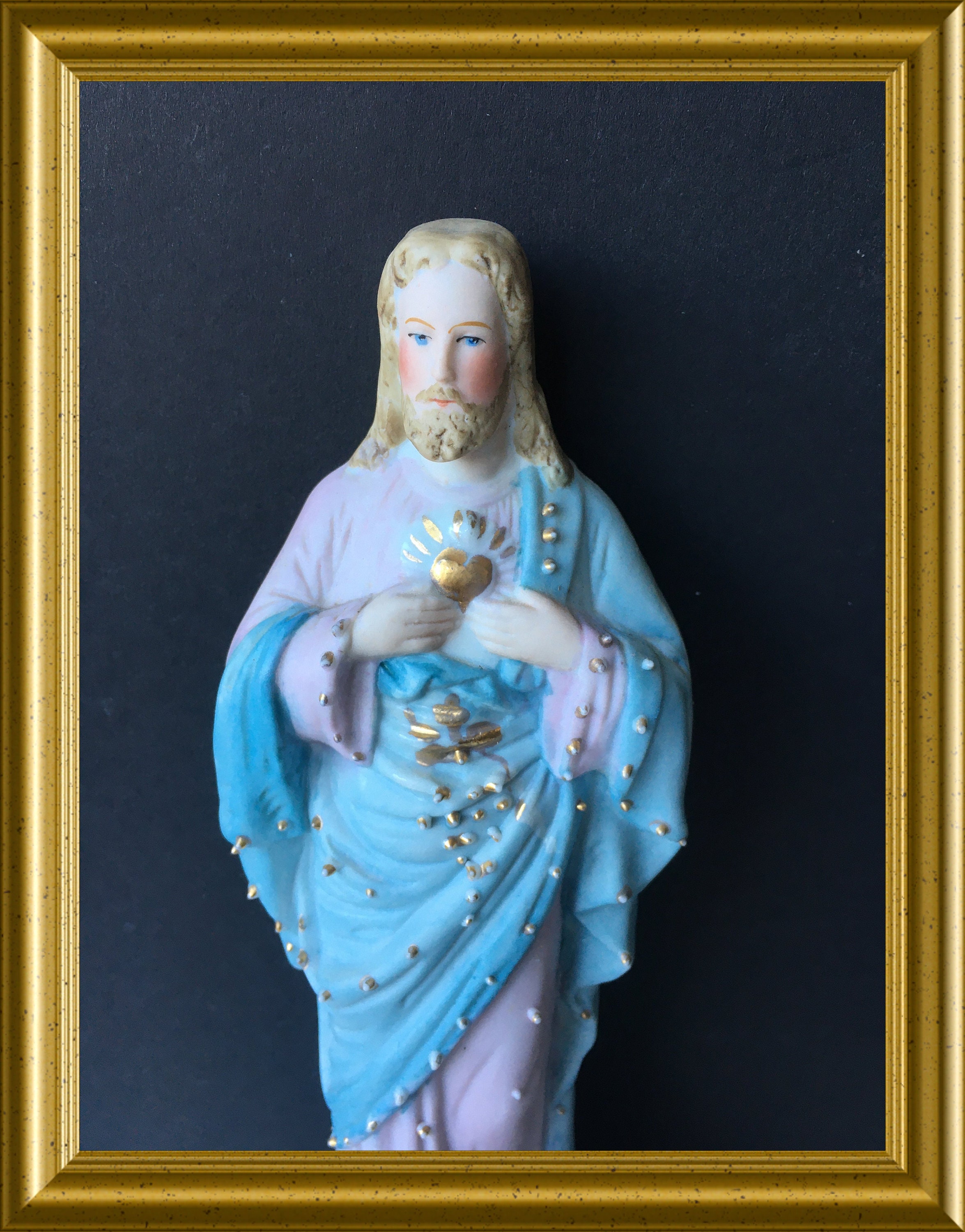 Antique bisque porcelain figurine: Jesus, sacred heart