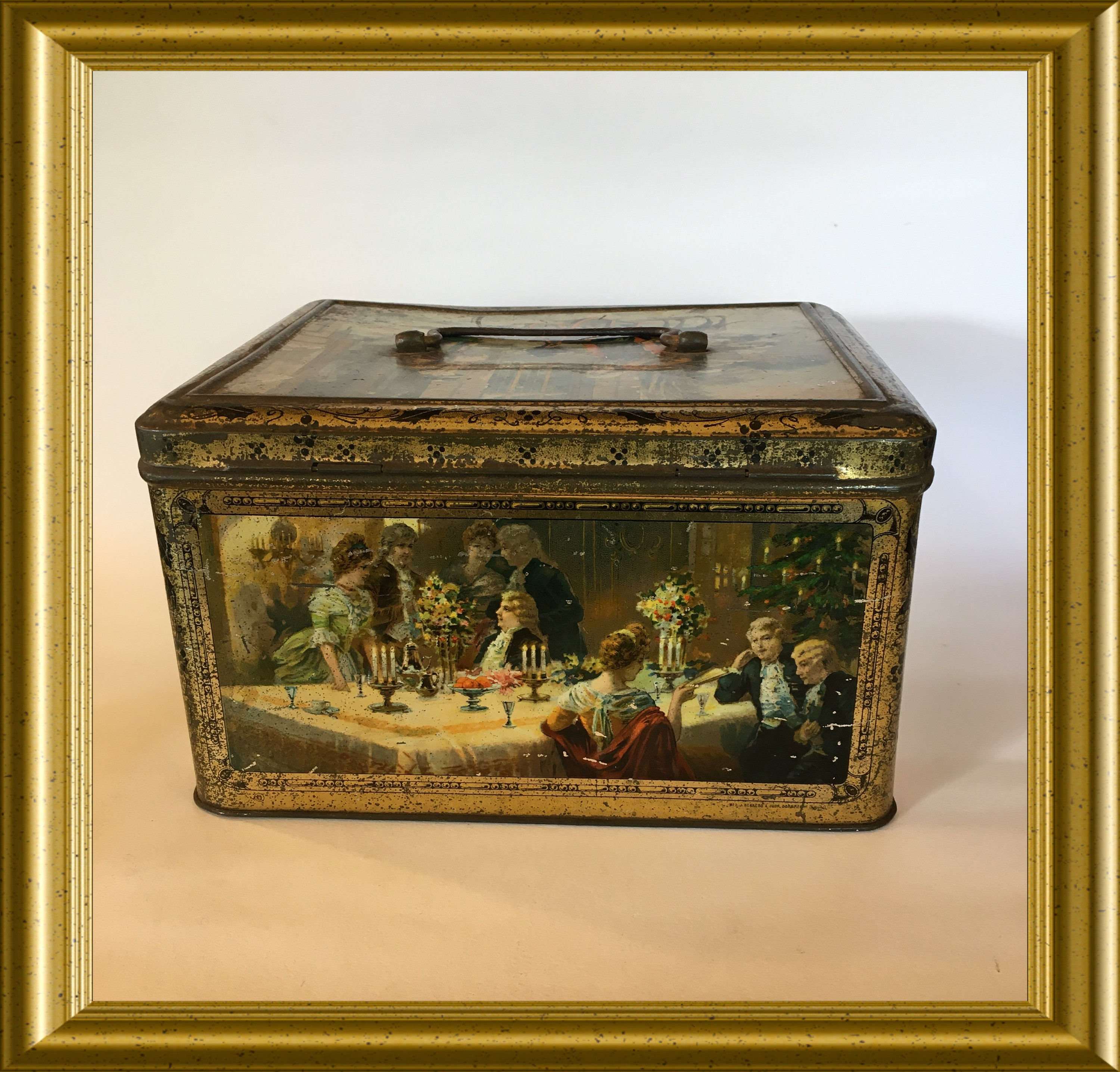 Antique christmas tin box