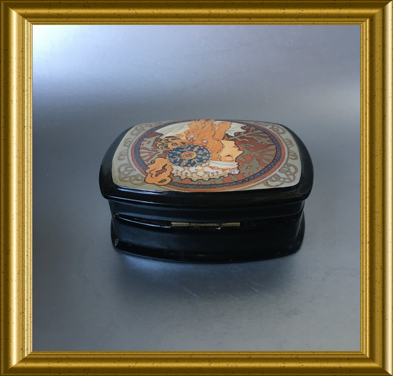 Vintage Hand Painted Lacquer Box: Mucha - Etsy