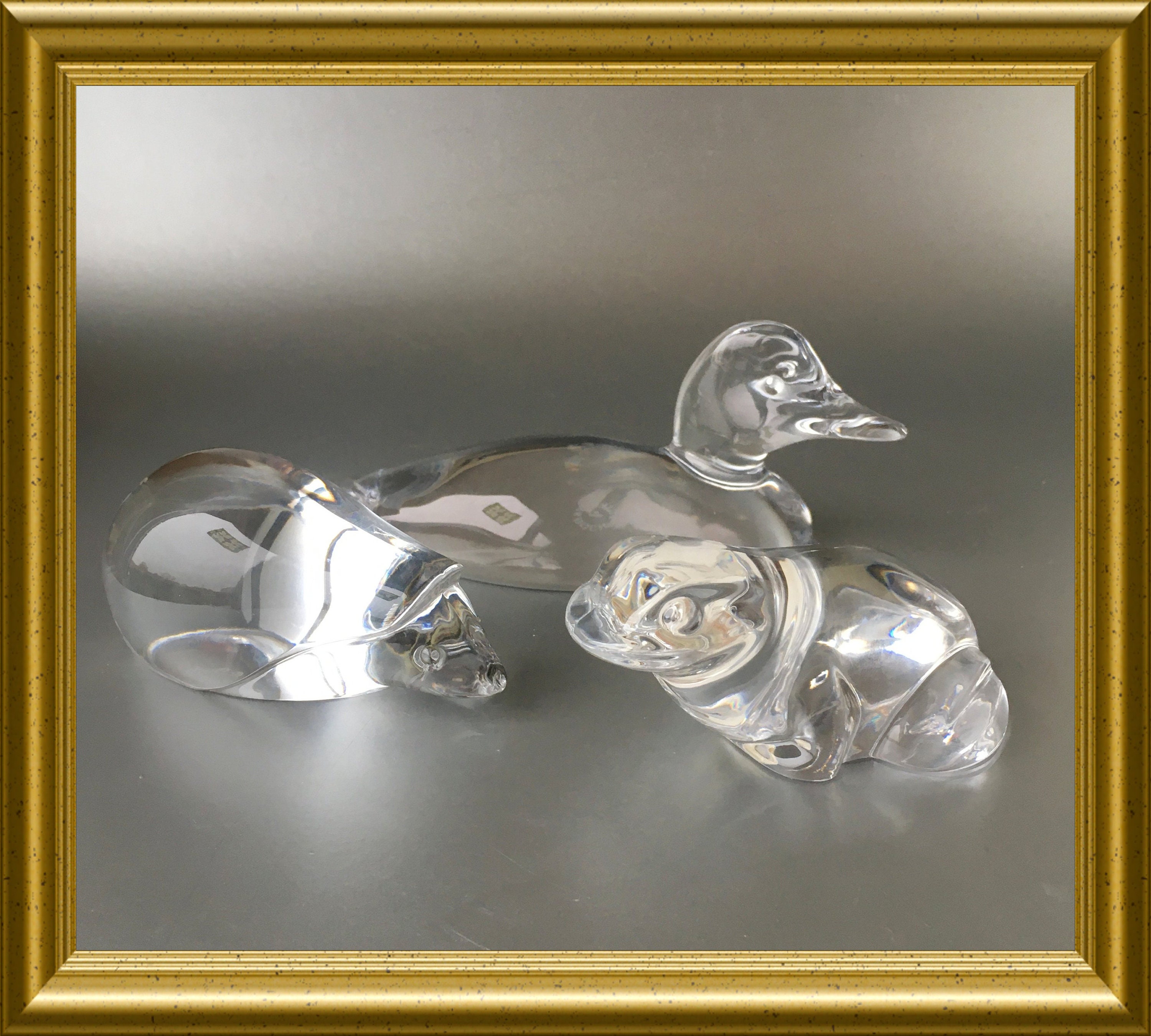 Vintage crystal glass animal figurine from Villeroy & Boch: duck ...