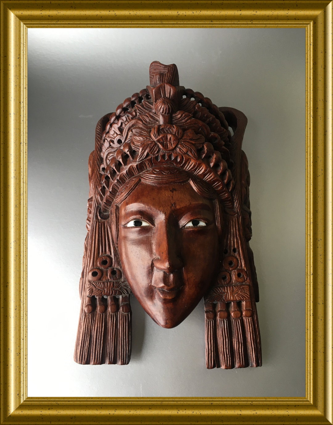 Gorgeous Asian Wood Carving: Wooden Mask Woman/ Queen/ Empress With ...
