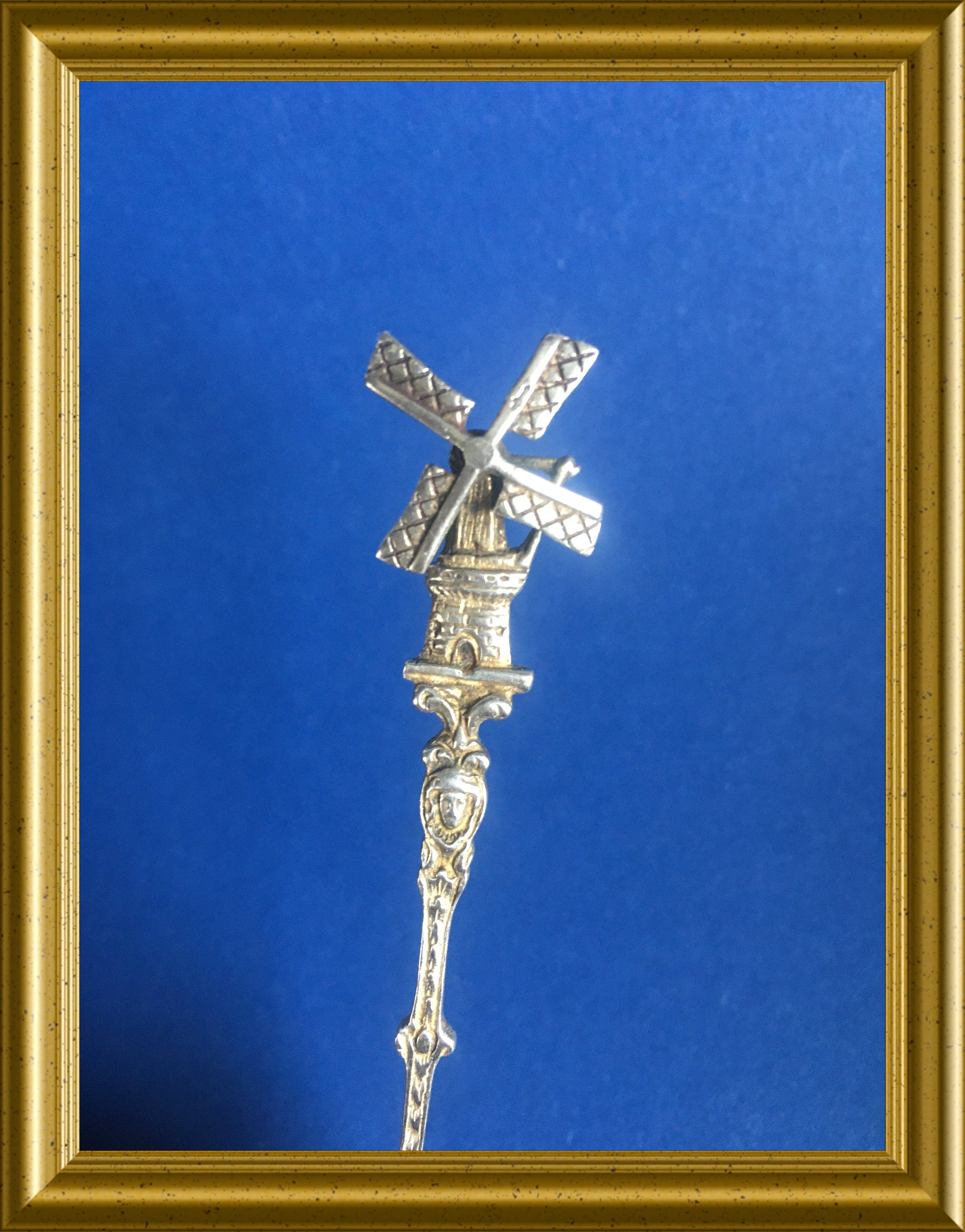 Vintage Dutch silver spoon: windmill with spinning blades