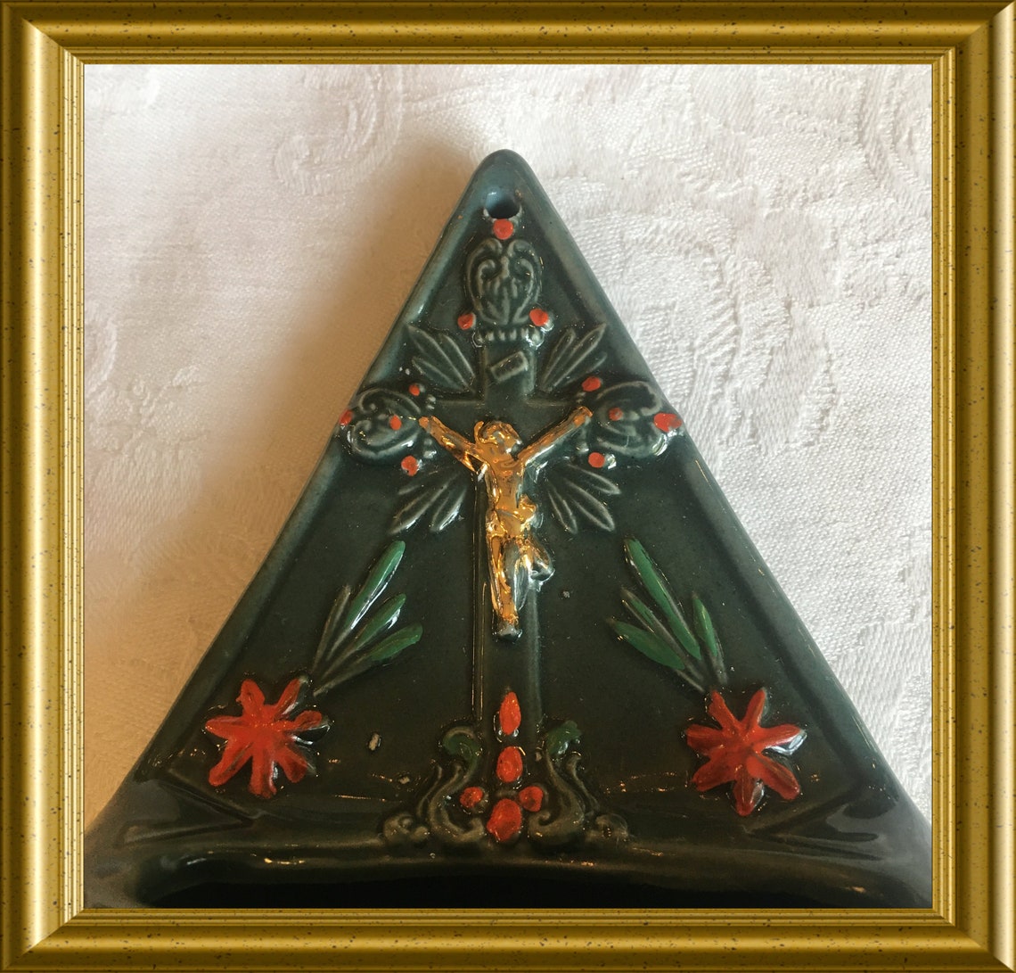 Art Deco Porcelain Holy Water Font: Alpha and Omega | Etsy