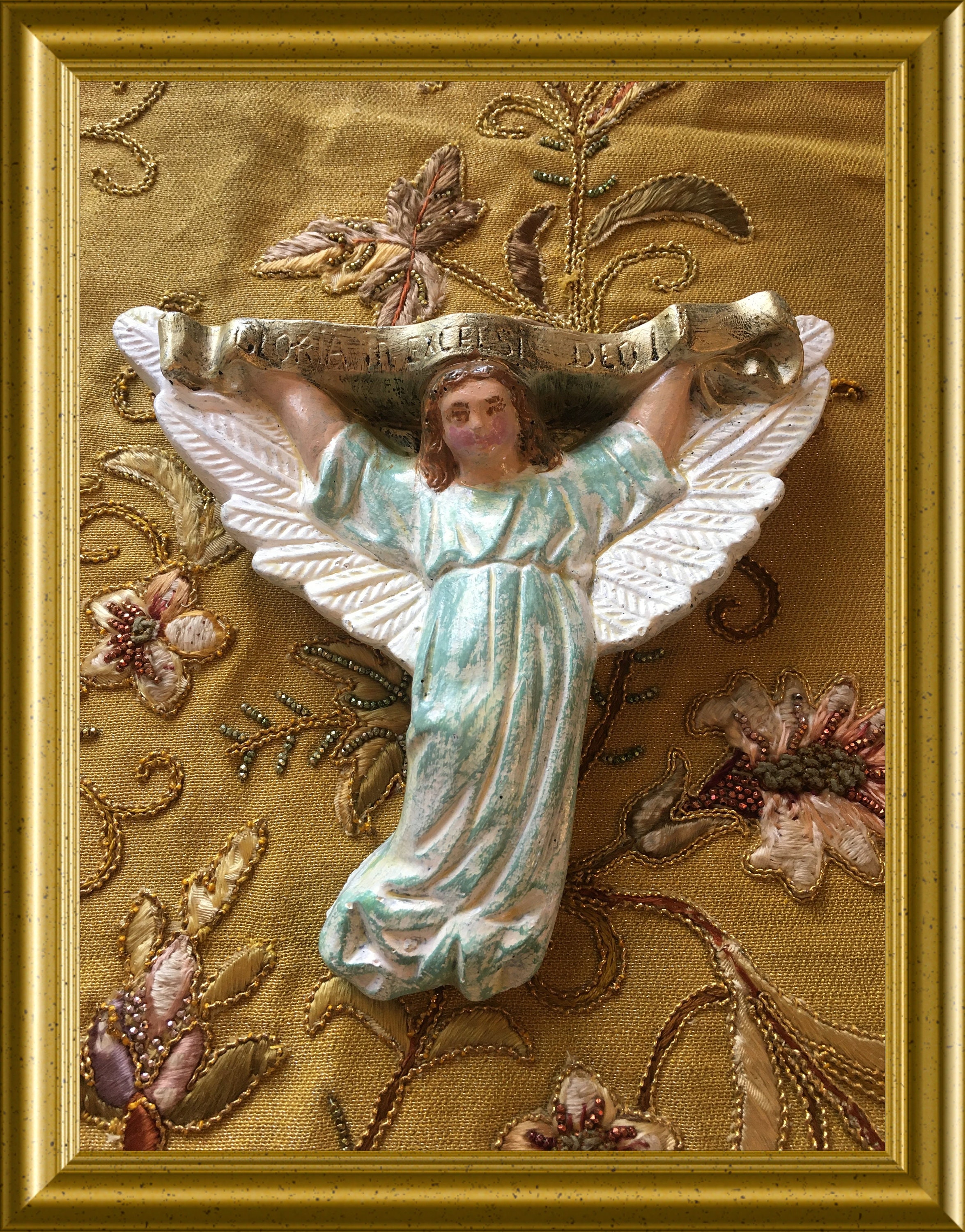 Vintage plaster Christmas angel, Gloria