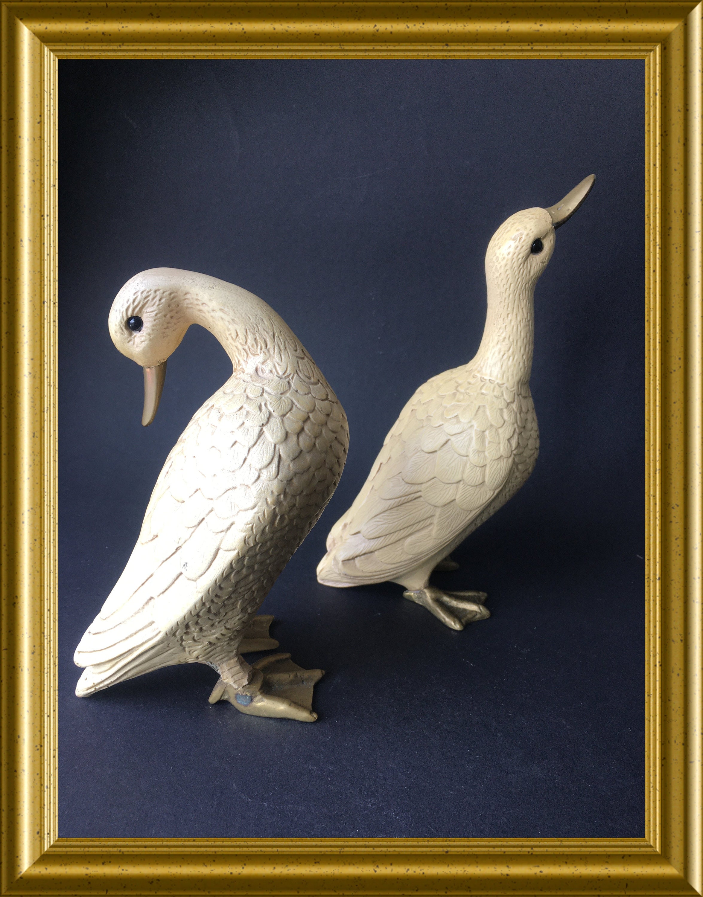 Two signed statues, ducks: Elli Malevolti