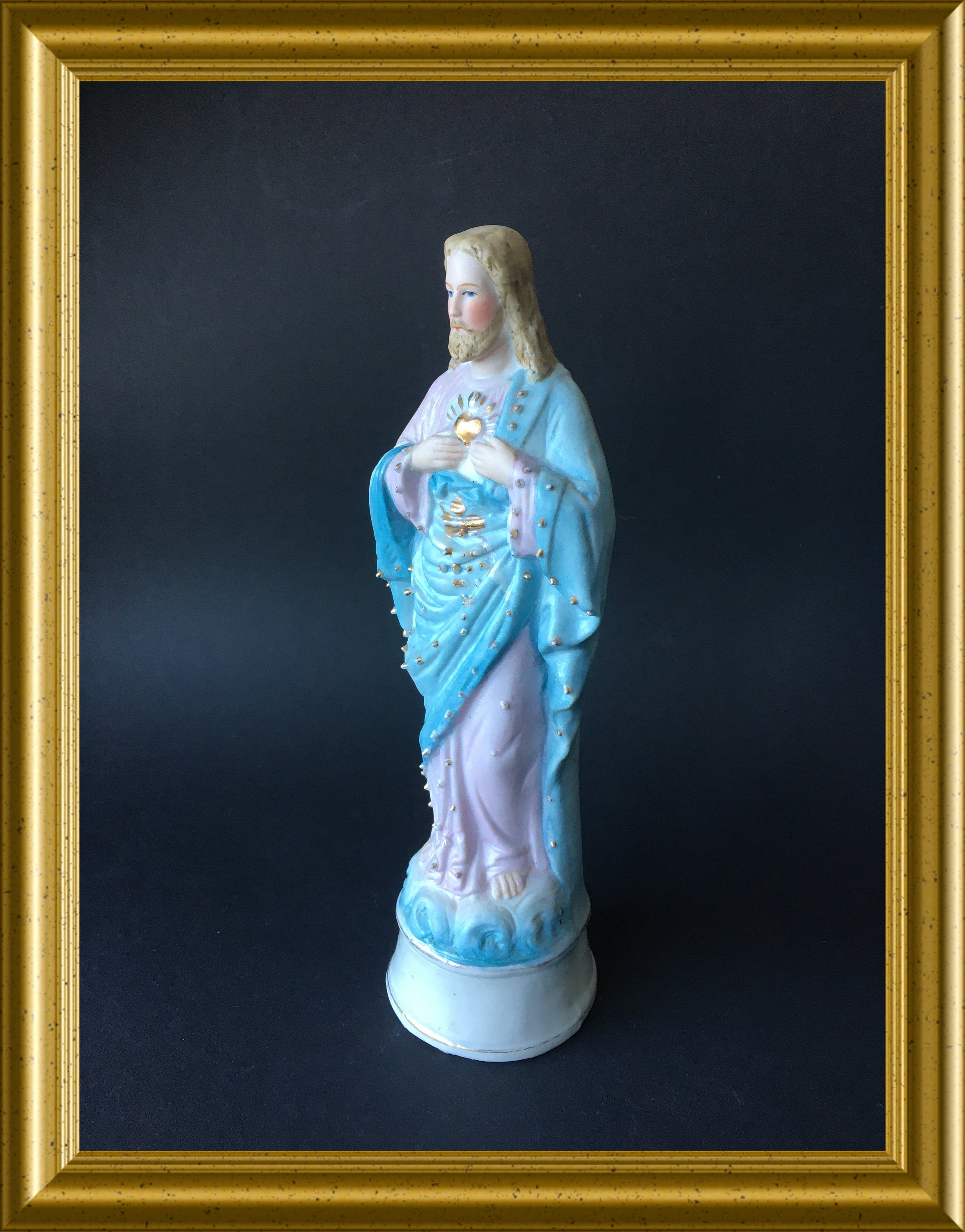 Antique bisque porcelain figurine: Jesus, sacred heart