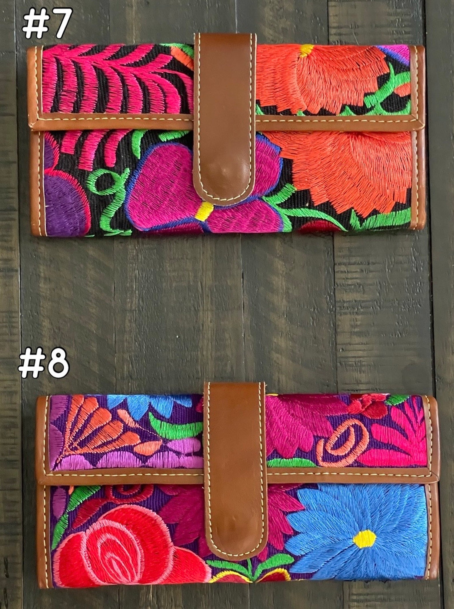 Embroidered Leather Mexican Wallet Handmade in Mexico by Indigenous ...