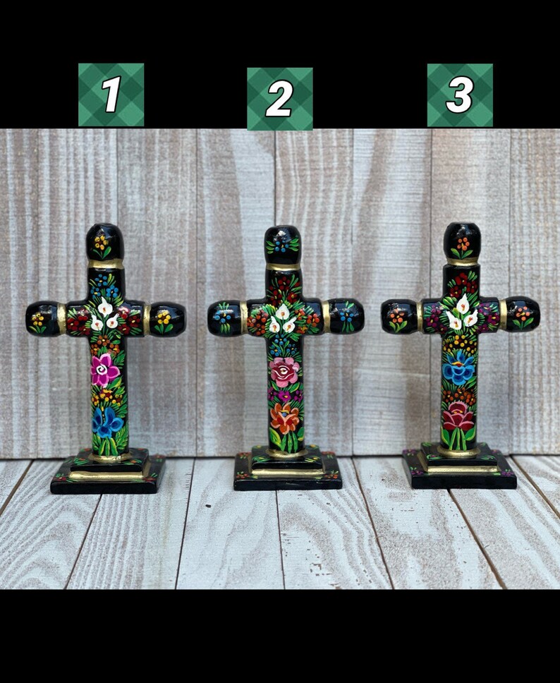 Mexican Wood Cross/mexican Flower Cross/hand Painted - Etsy