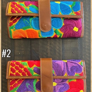 Embroidered Leather Mexican Wallet Handmade in Mexico by Indigenous ...