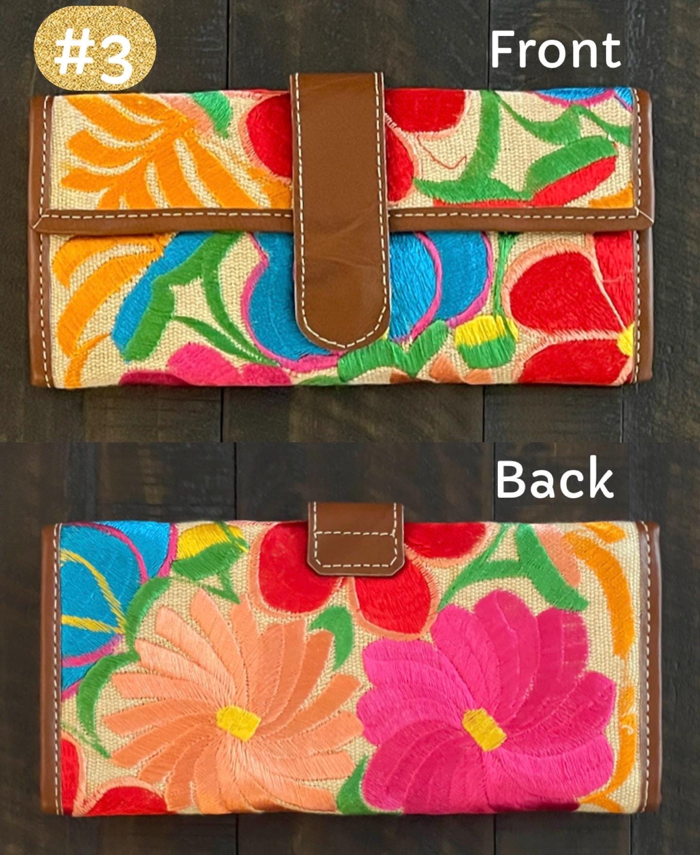Embroidered Leather Mexican Wallet: Handmade Floral Clutch - Etsy