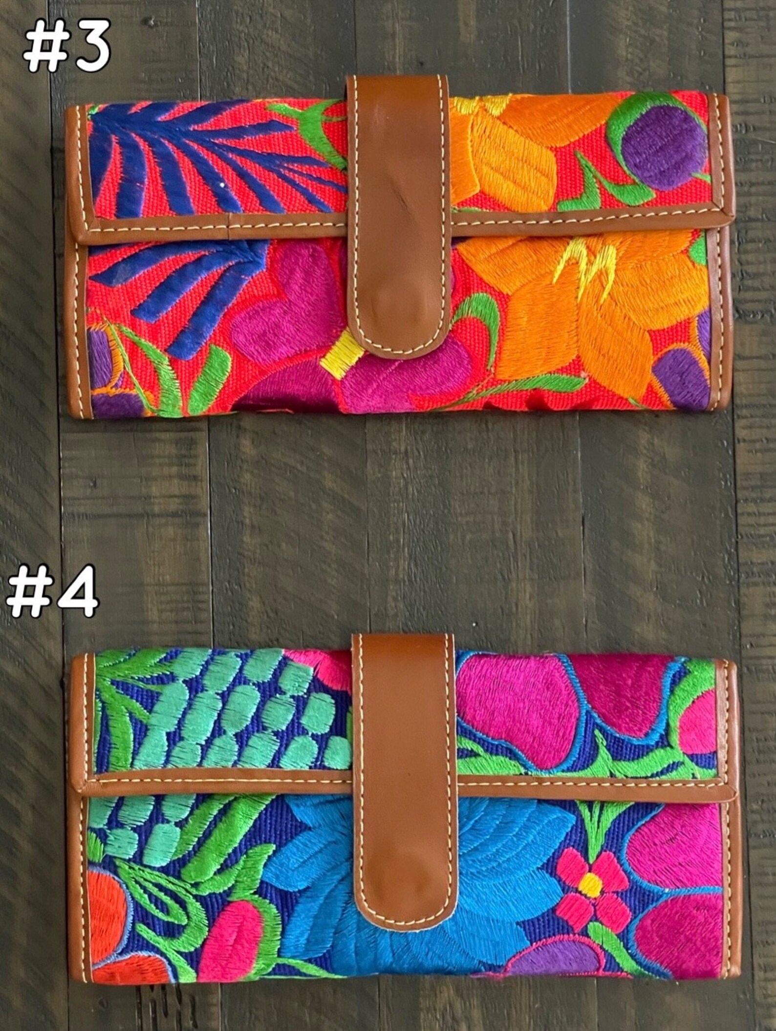 Embroidered Leather Mexican Wallet Handmade in Mexico by Indigenous ...