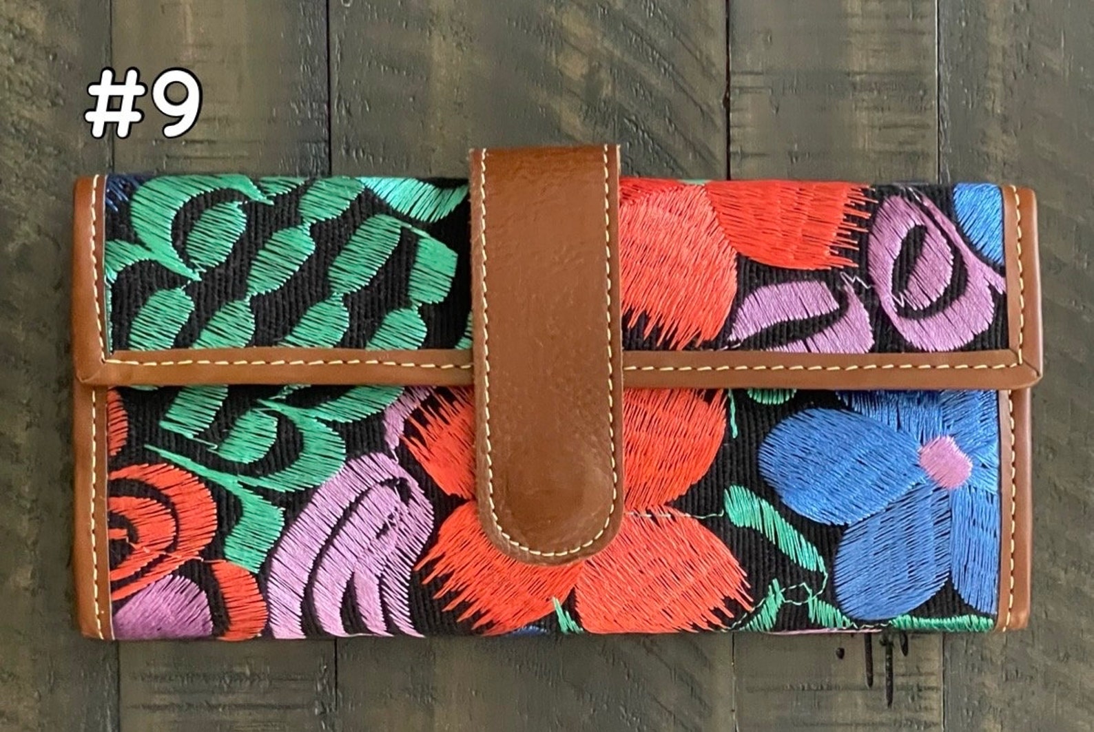 Embroidered Leather Mexican Wallet Handmade in Mexico by Indigenous ...