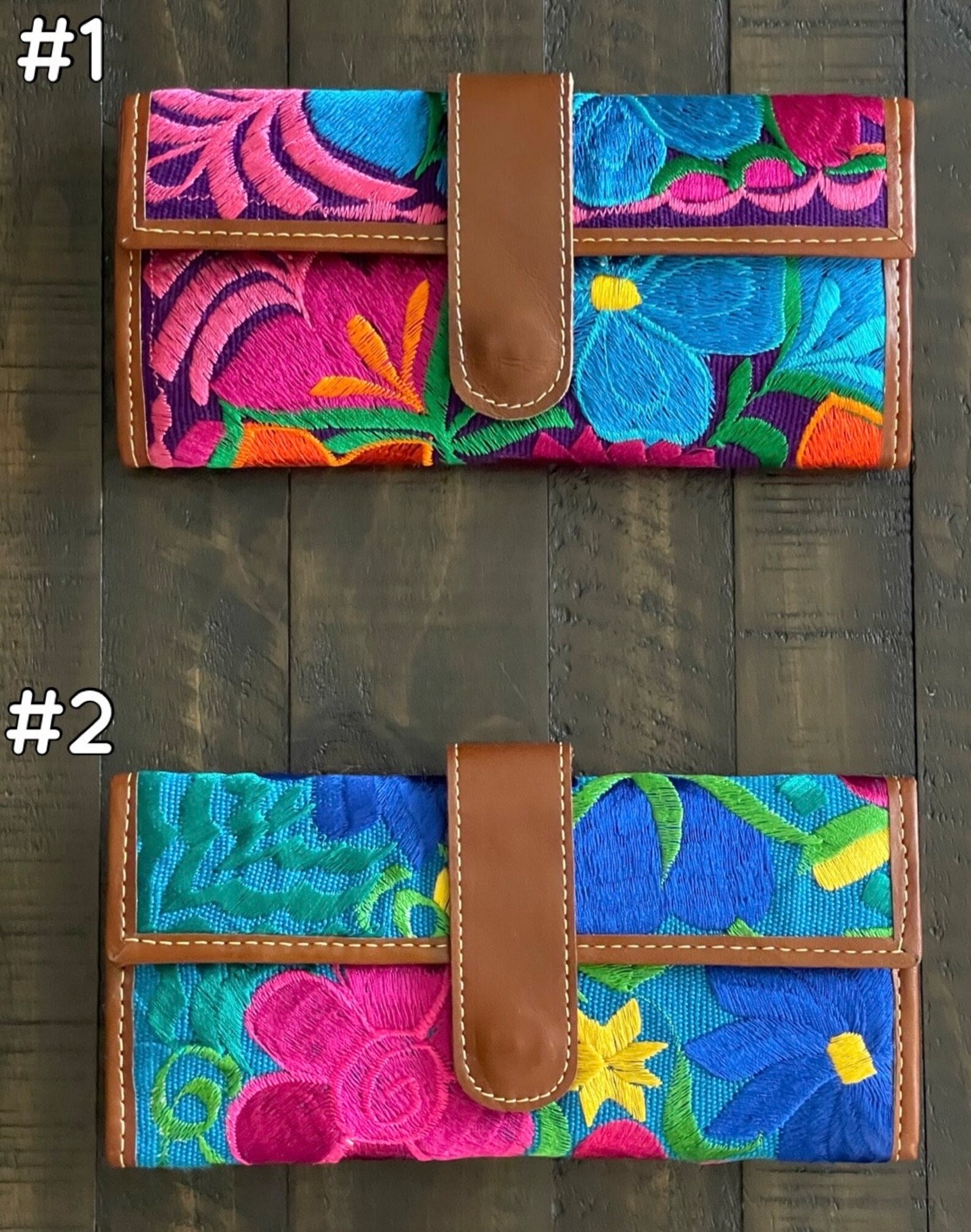 Embroidered Leather Mexican Wallet Handmade in Mexico by Indigenous ...