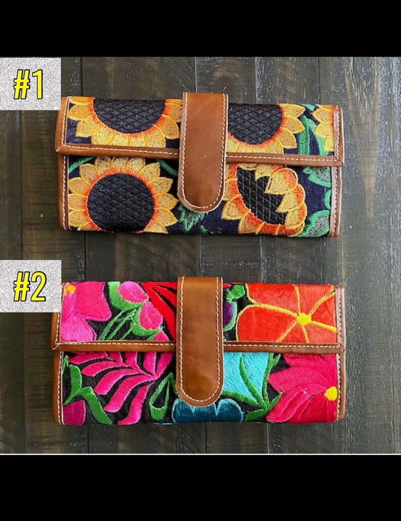 Embroidered Leather Mexican Wallet Handmade in Mexico by - Etsy