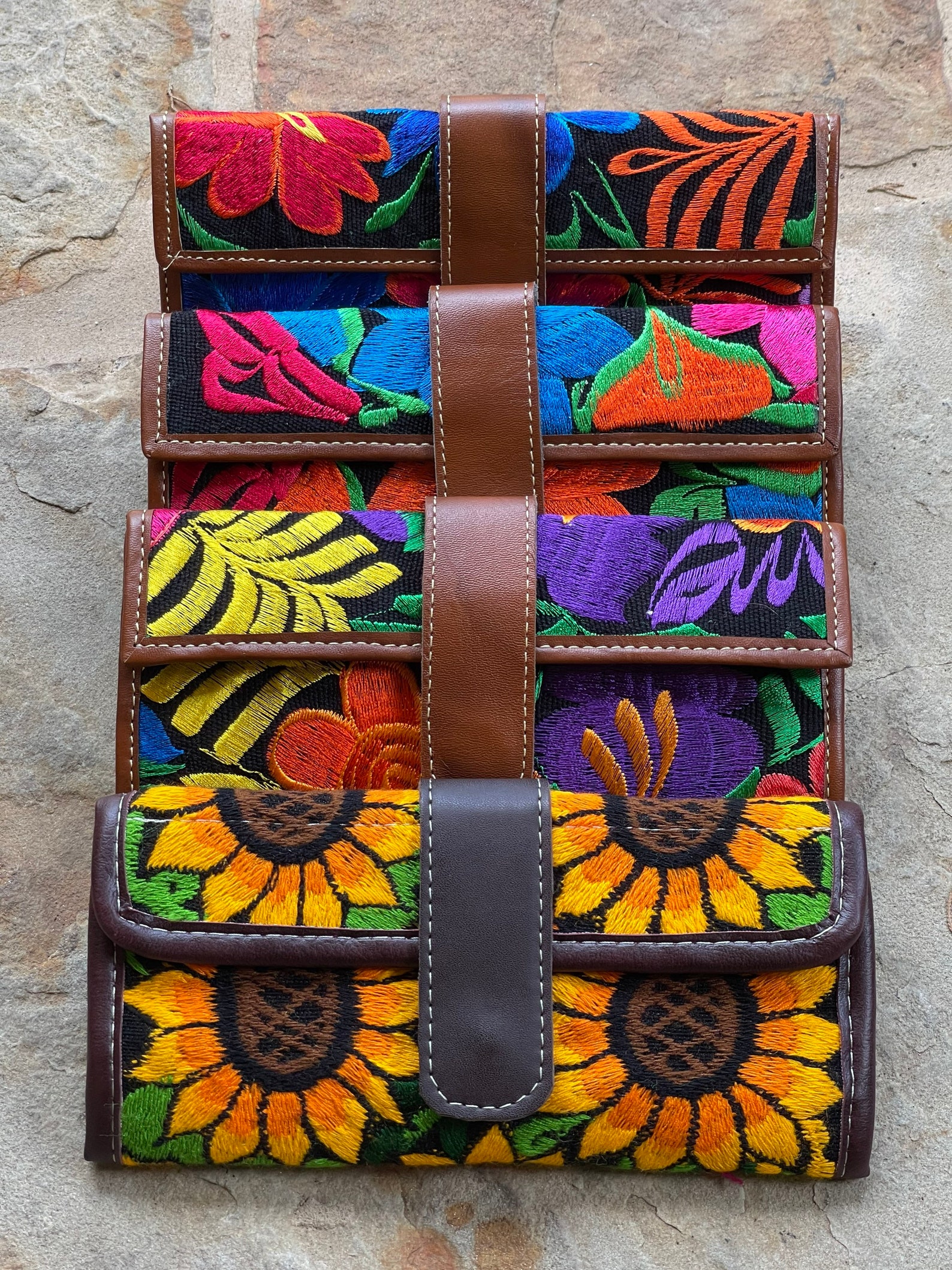Embroidered Leather Mexican Wallet: Handmade Floral Clutch - Etsy