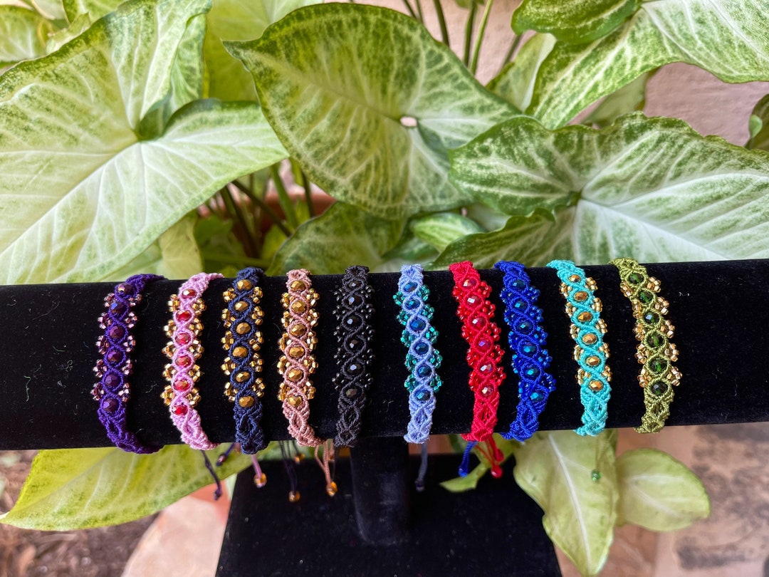 Mexican Hand Woven Bracelets Adjustable Colorful Handmade Bead ...