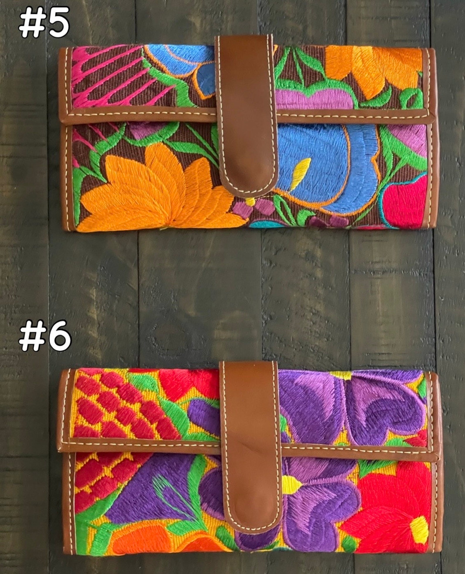 Embroidered Leather Mexican Wallet Handmade in Mexico by Indigenous ...