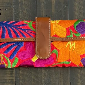 Embroidered Leather Mexican Wallet Handmade in Mexico by Indigenous ...