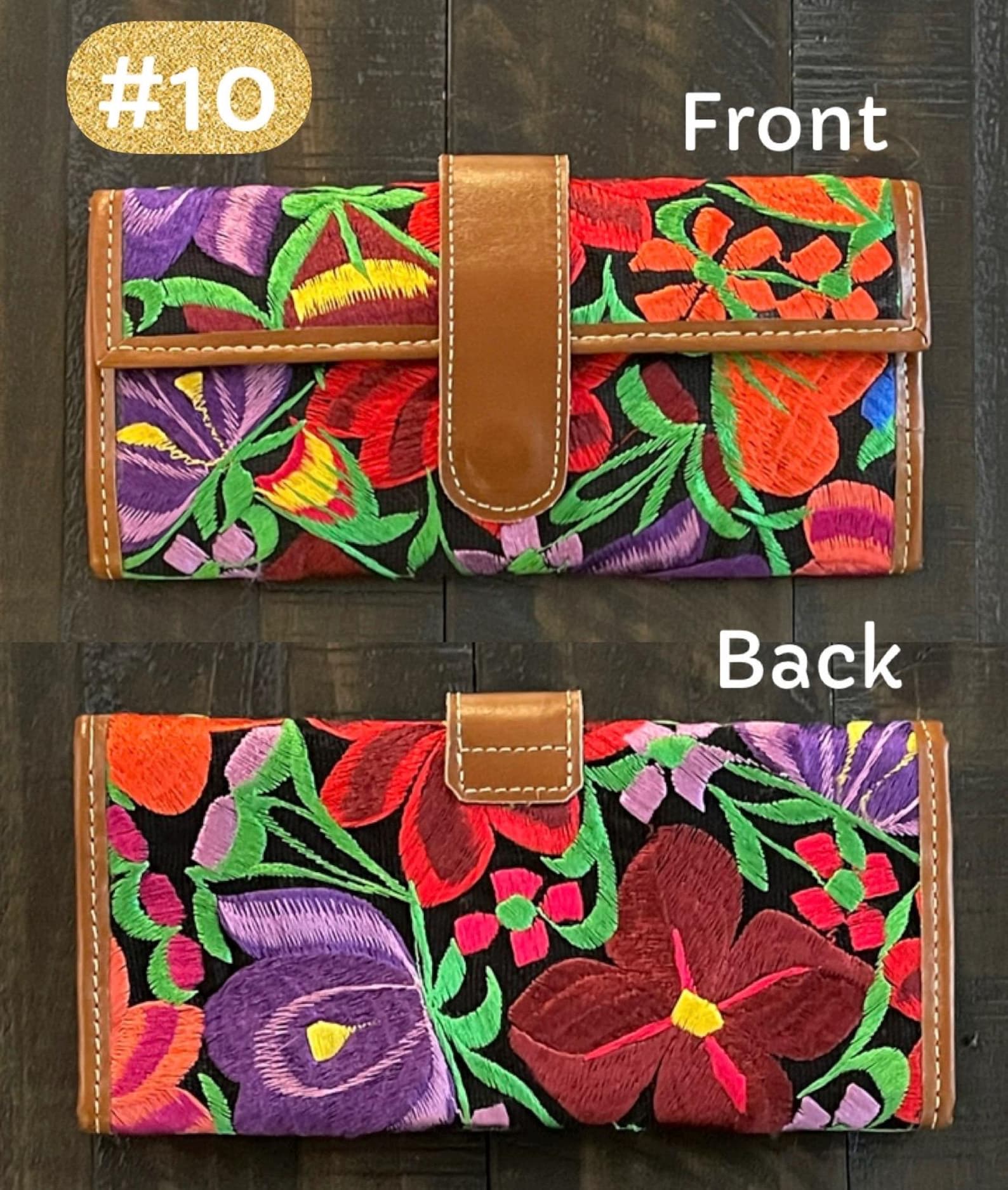 Embroidered Leather Mexican Wallet: Handmade Floral Clutch - Etsy