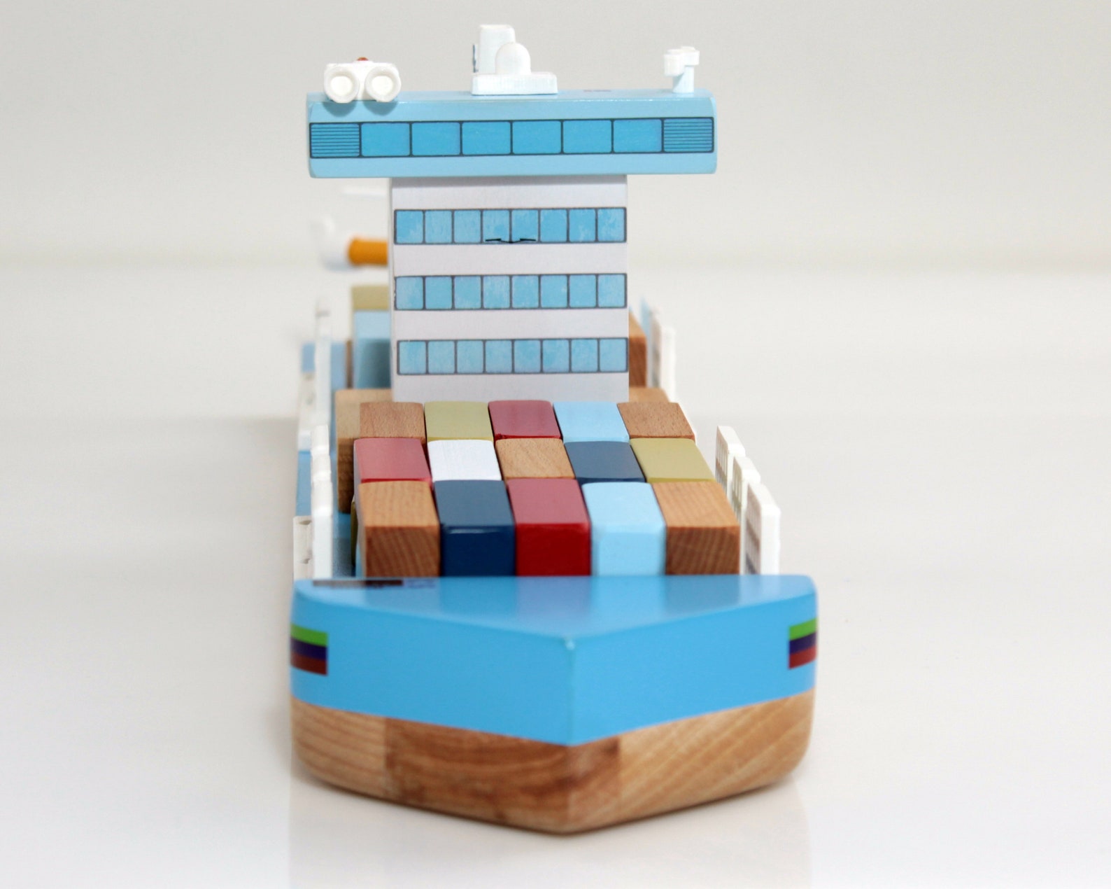 Container Wood Ship Toy, Wooden Ship Toy, Wooden Cargo Ship, Montessori ...