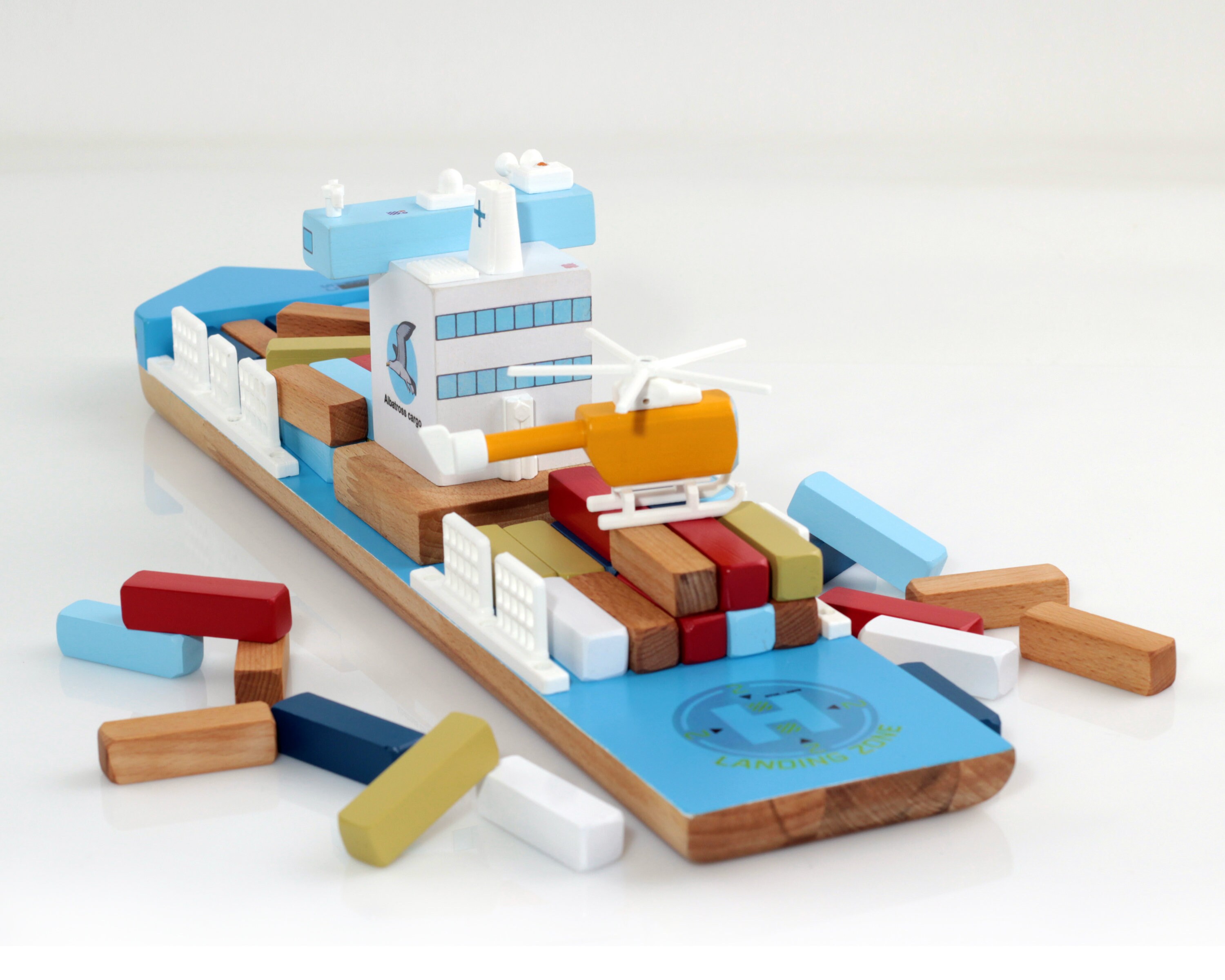Container Wood Ship Toy, Wooden Ship Toy, Wooden Cargo Ship, Montessori ...