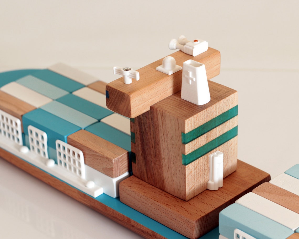 Container wood ship toy Wooden ship toy Wooden cargo ship | Etsy