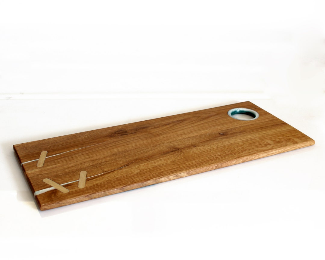 Handmade Oak Charcuterie Board With Emerald Resin - Etsy