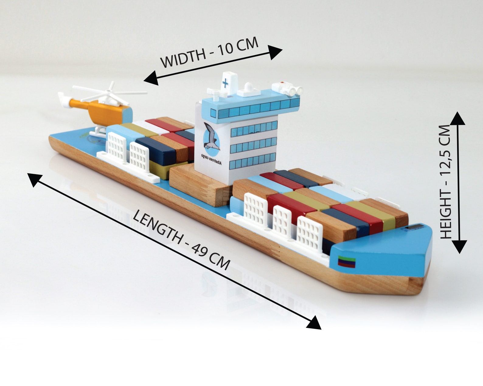 Container Wood Ship Toy, Wooden Ship Toy, Wooden Cargo Ship, Montessori ...
