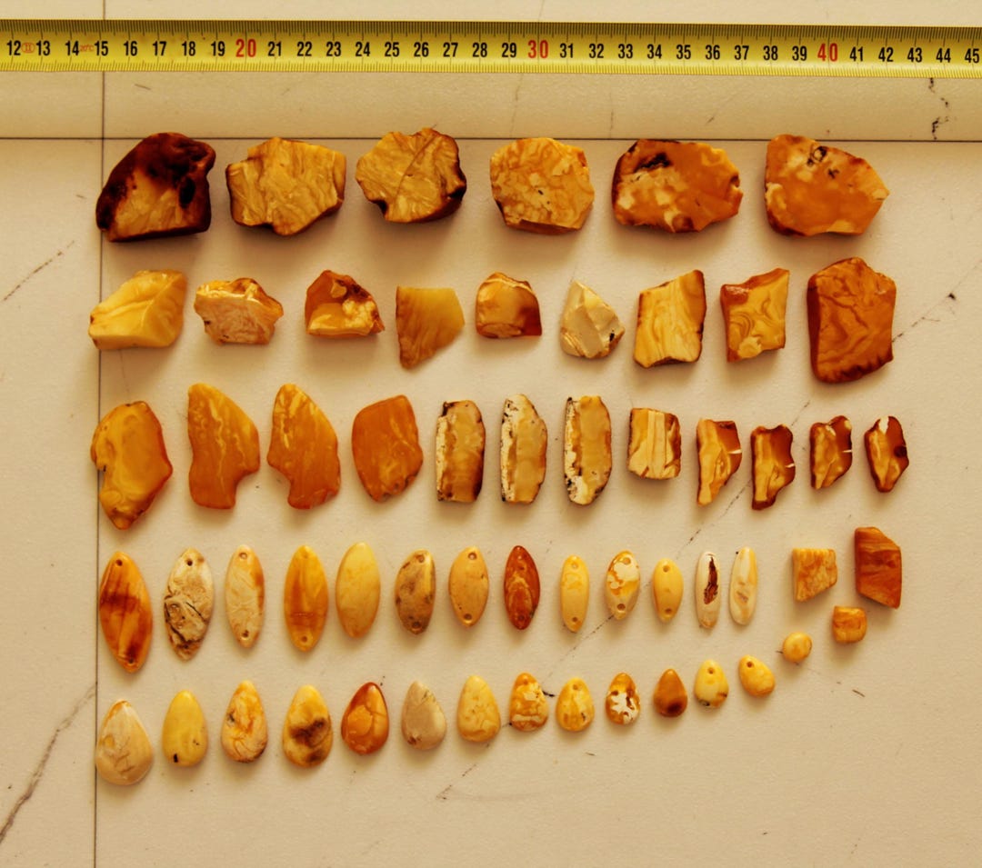 White Baltic Amber Collection – Rare Gemstone Lot, Jewelry Blanks (169 ...
