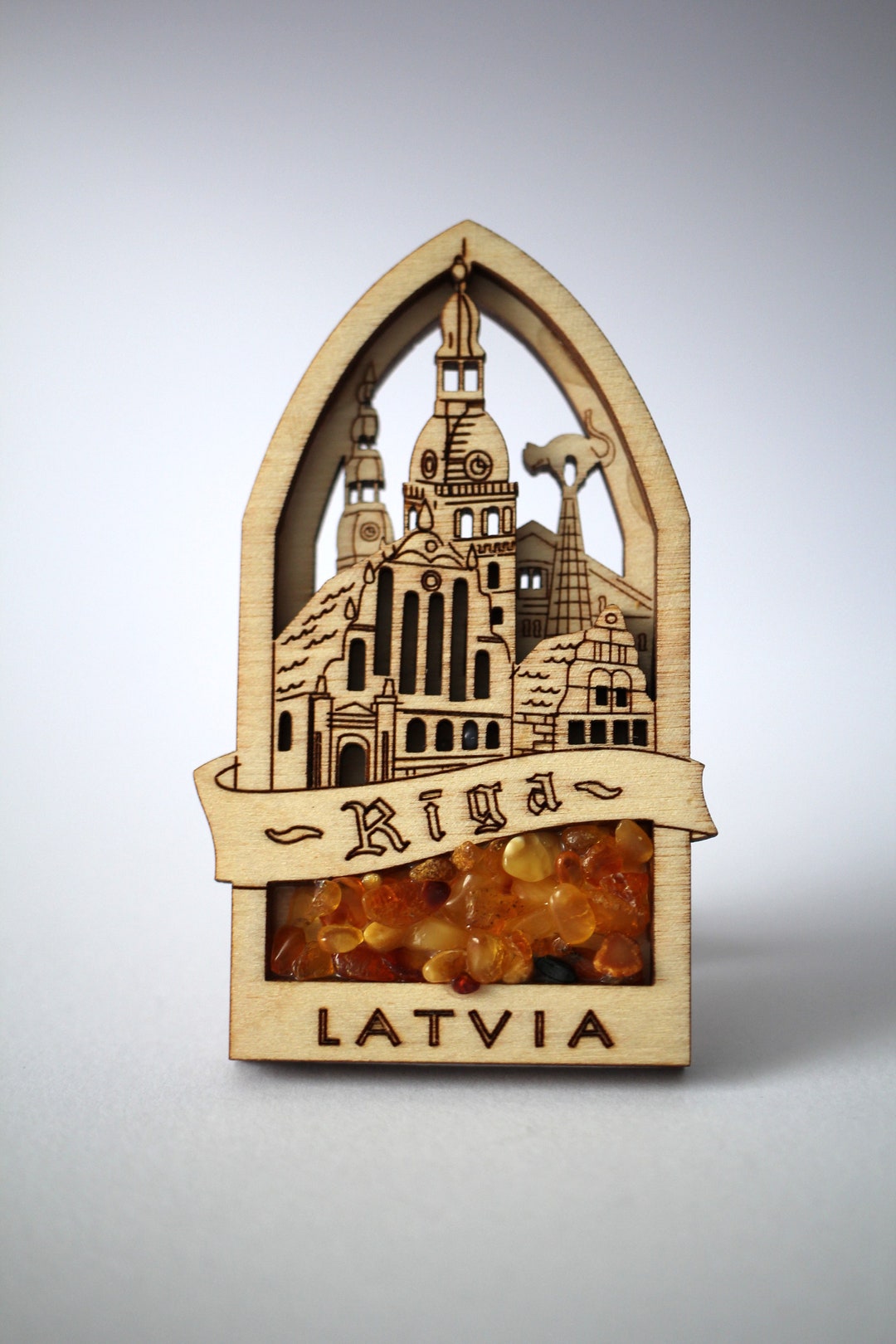 Riga Old Town Fridge Magnet: Handmade Amber Latvia Souvenir - Etsy