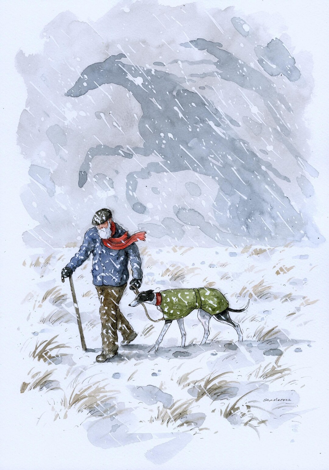 It's Time to Go as the Wind Blows the Snow.., Giclee Print, Greyhound ...