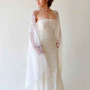 White Wedding Shawl, Winter Bridal Wrap, Lace Evening Scarf, Mohair ...