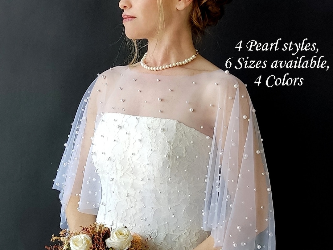 Wedding Cape, Ivory Pearl Topper, Bridal Capelet, Alternative Veil ...