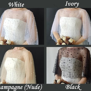 Wedding Cape, Ivory Pearl Topper, Bridal Capelet, Alternative Veil ...