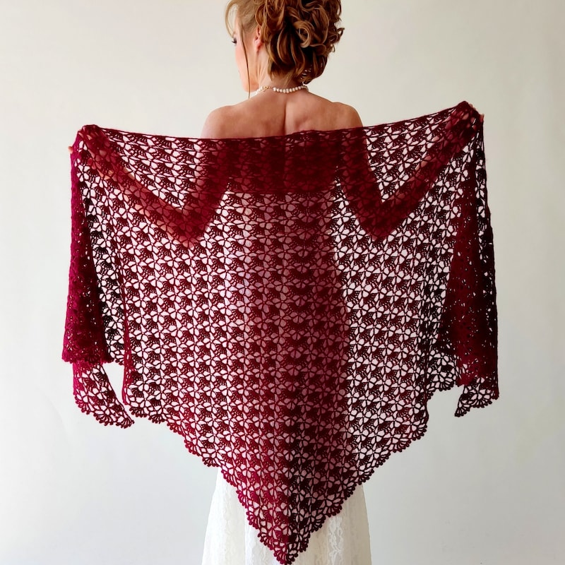 Burgundy Shawl - Etsy