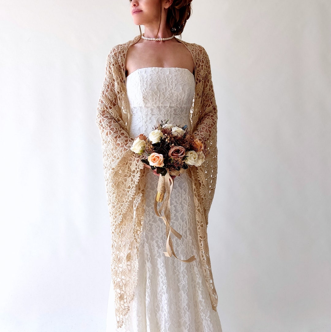 Champagne Mohair Shawl, Beige Evening Stole, Bridal Wedding Shawl ...