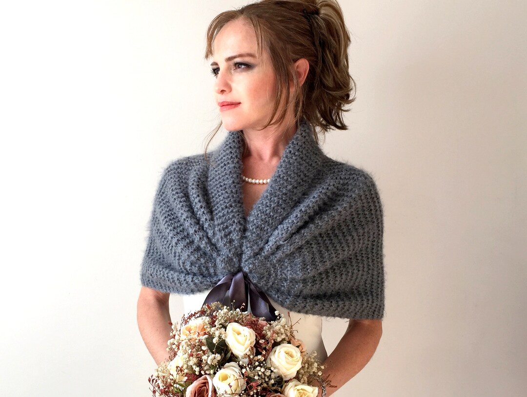 Dark Gray Mohair Wedding Shawl: Handmade Bridal Wrap - Etsy