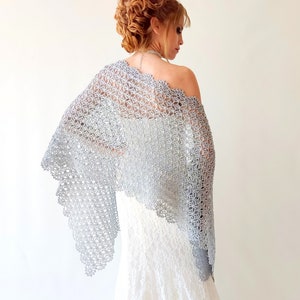 Silver Glitter Stole, Sparkly Evening Shawl, Shiny Wrap, Bridal Wedding ...