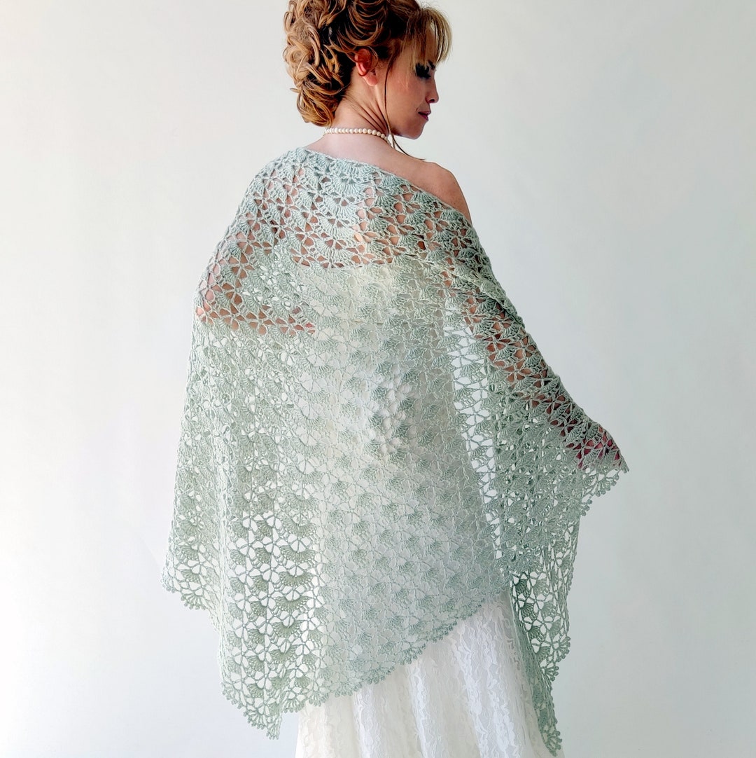 Pale Sage Shawl, Dusty Green Wrap, Light Sage Scarf, Bridal Cover Up ...