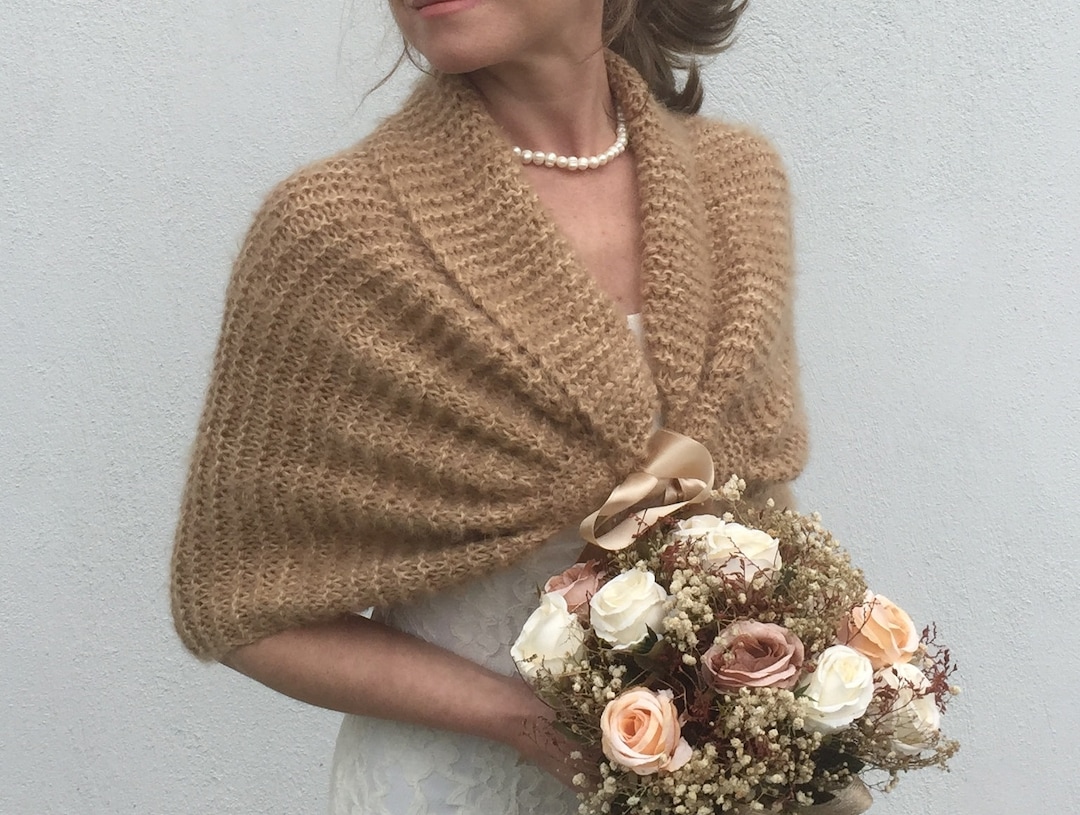 Camel Beige Shawl, Caramel Wrap, Mohair Wool Stole, Bridal Cover Up ...
