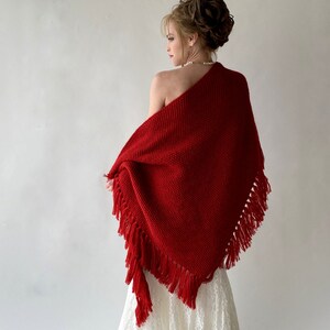 Red Shawl, Knit Evening Wrap, Bridal Cover Up, Wedding Shawl, Fall ...