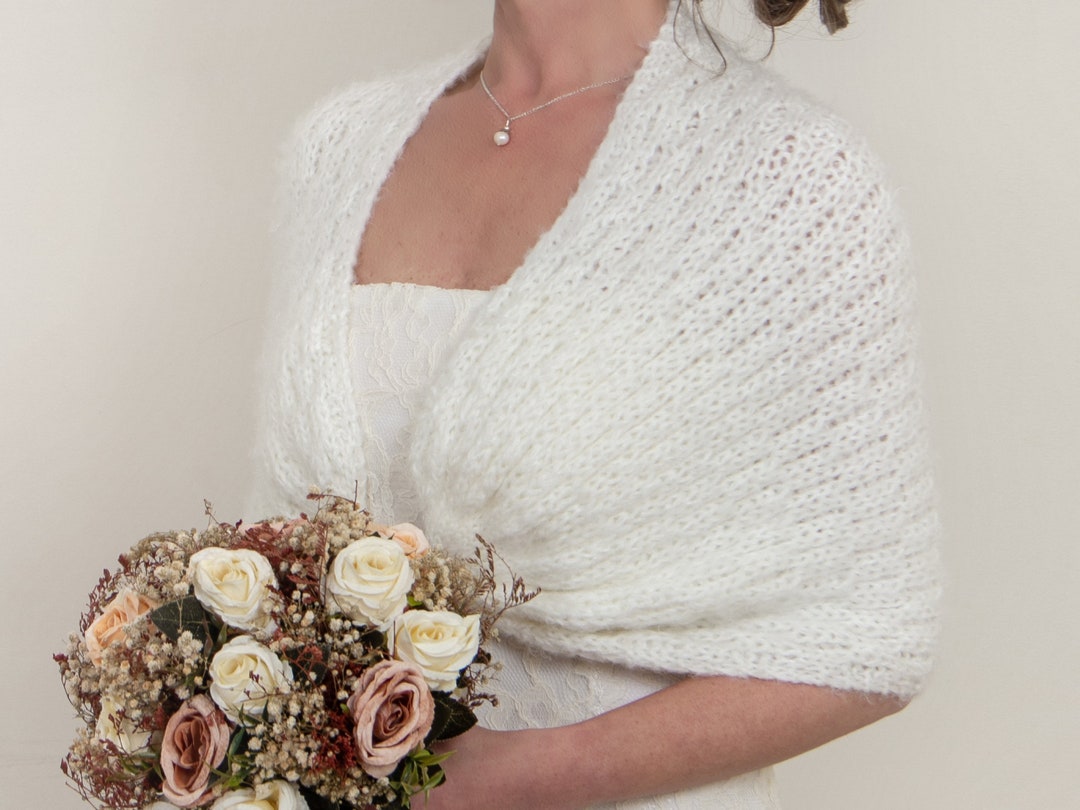 Ivory Mohair Wedding Shawl: Crochet Bridal Wrap - Etsy