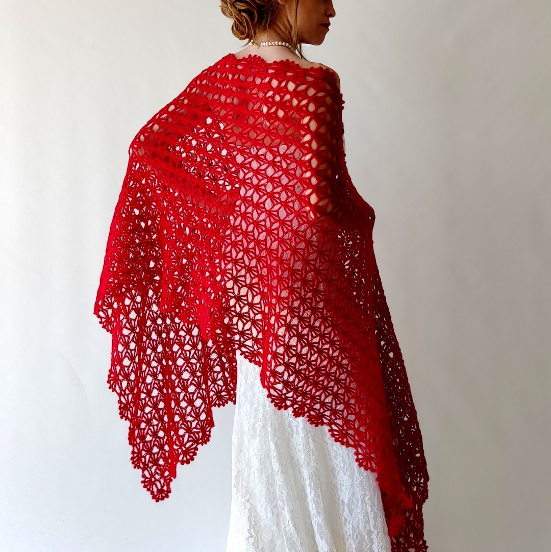 Red Shawl, Mohair Evening Stole, Bridal Wedding Shawl, Mother of the ...