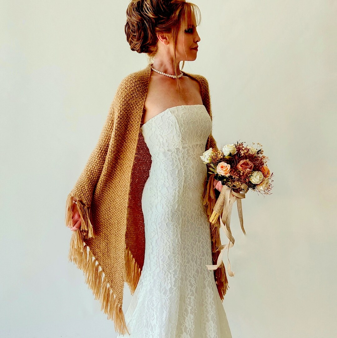 Wedding Shawl, Bridal Cover Up, Warm Winter Wrap, Camel Bridesmaid Gift ...